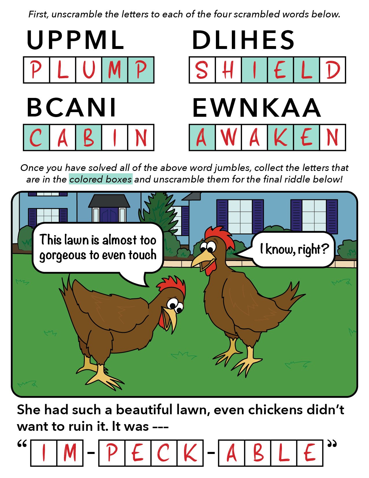 Newsletter Word Jumble Answers