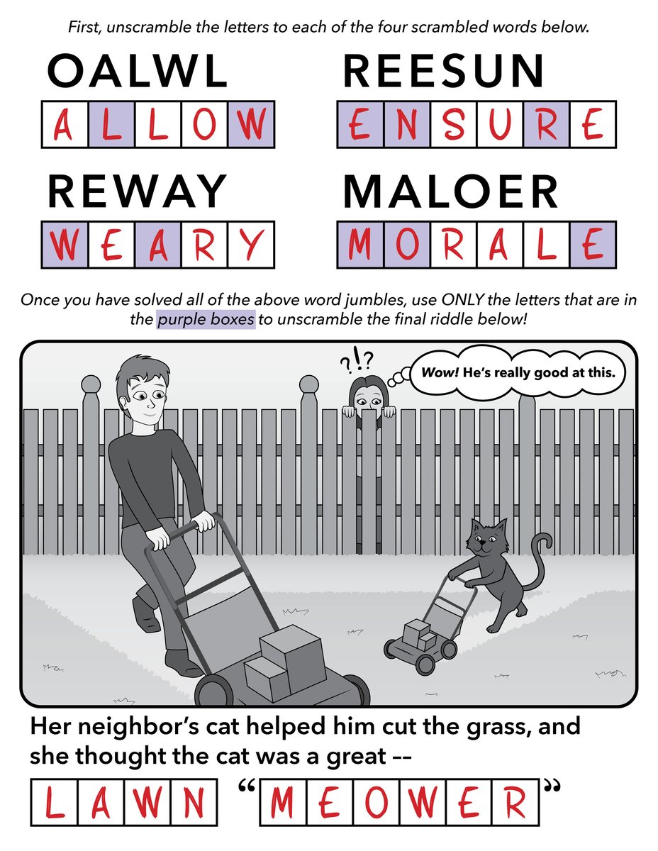Newsletter Word Jumble Answers